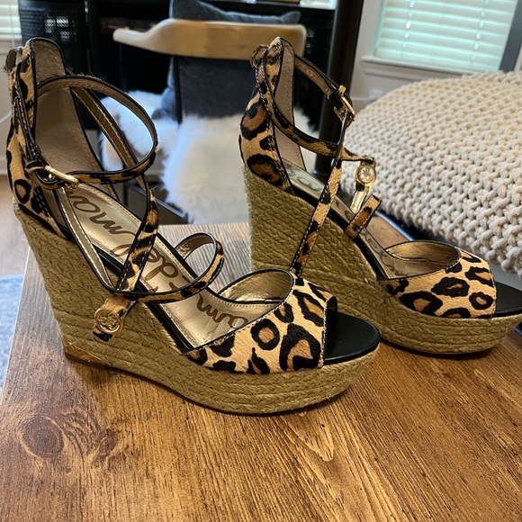 Sam Edelman | Shoes | Sam Edelman Leopard Platform Wedge Sandals | Poshmark